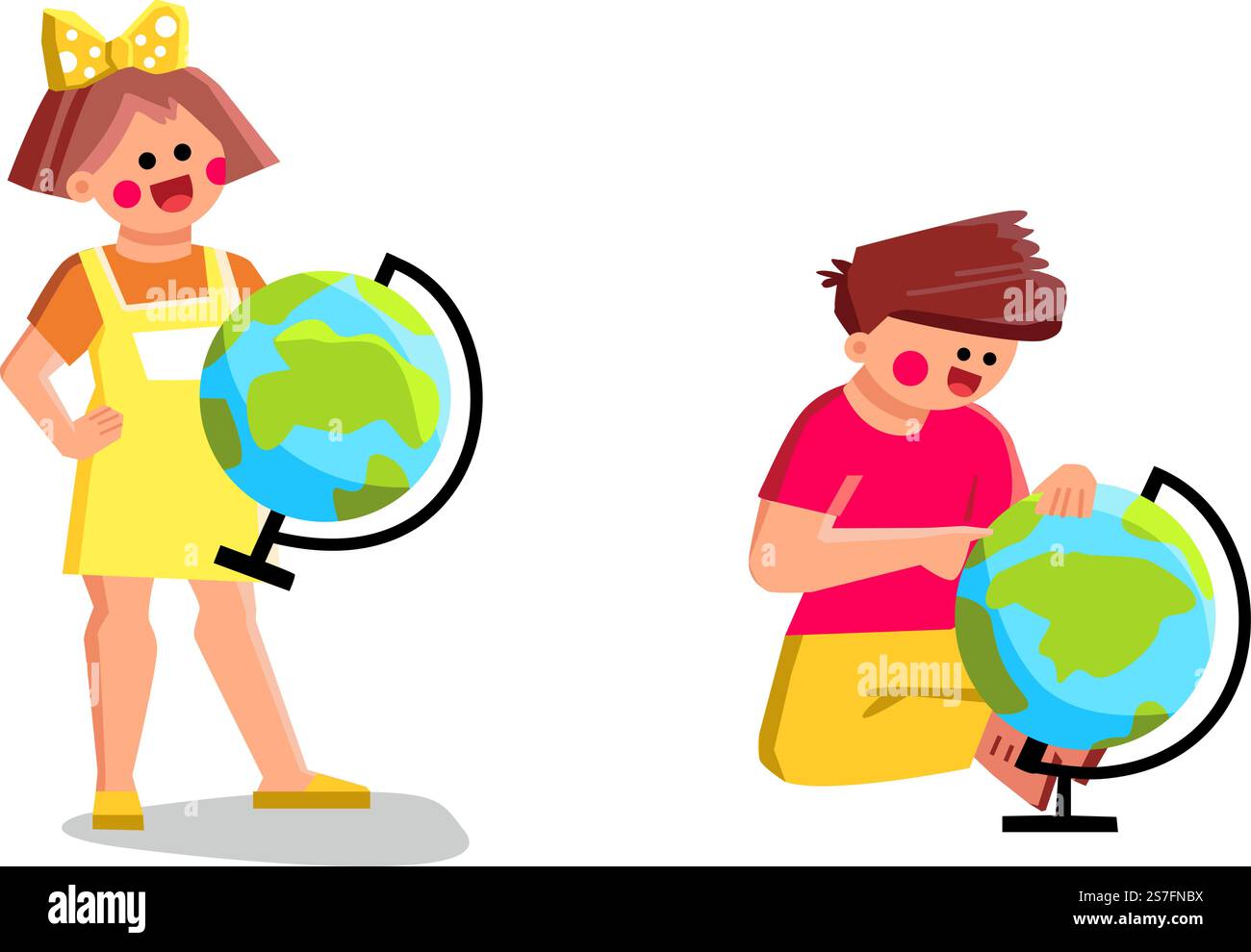 geography kid vector. education globe, school children, world earth ...
