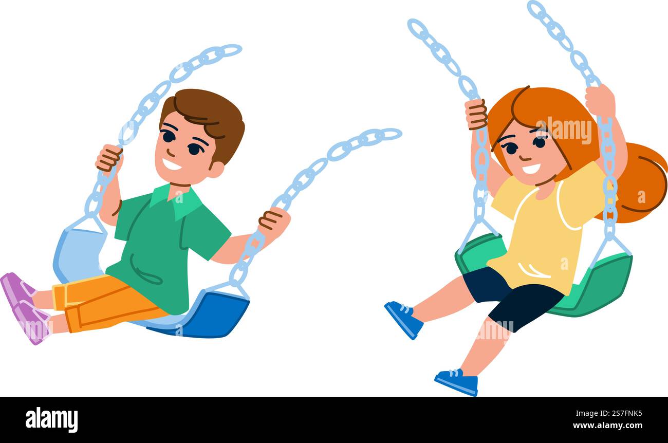 swing kid vector. playground park, fun summer, outside child, play ...