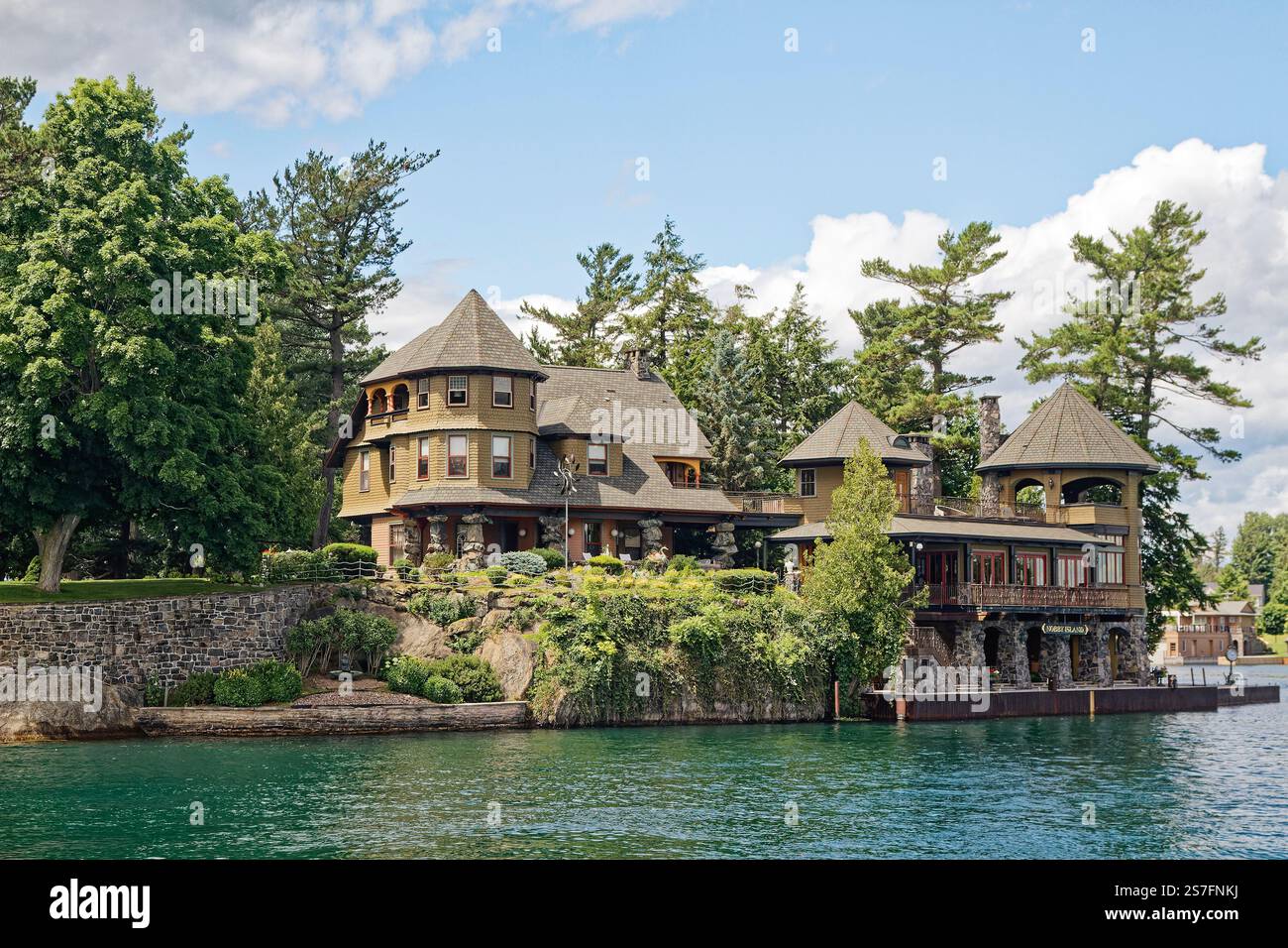 large house on island, vacation home, landscaped, 3 peaks, dock, water ...