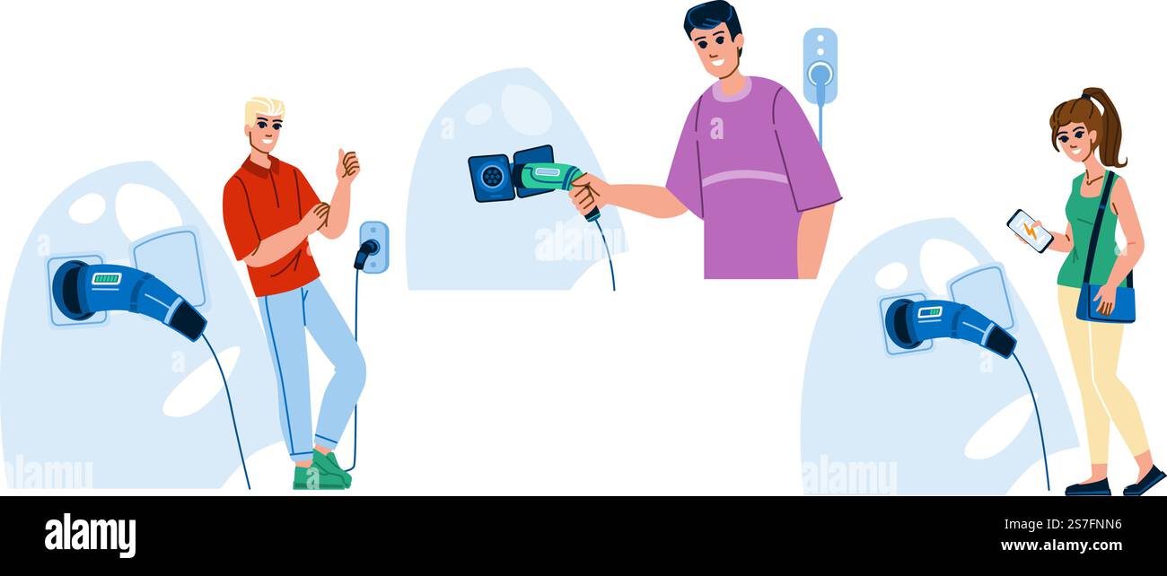 electric car charging vector. station charger, energy power, green ...