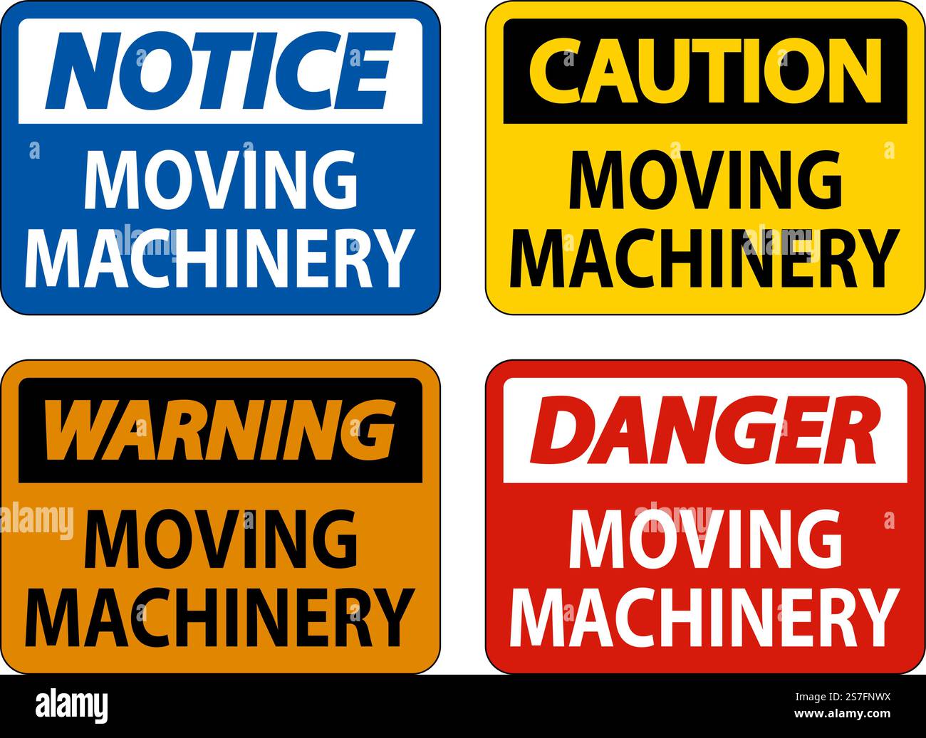 Danger Moving Machinery Sign On White Background Stock Vector Image ...