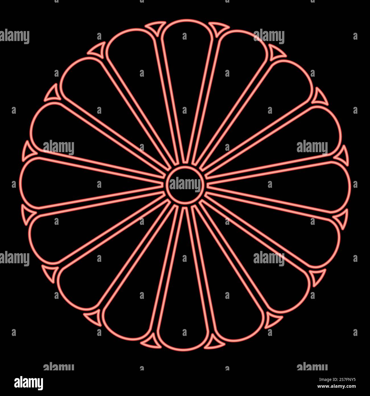 Neon coat of arms of Japan nippon imperial Seal central disc with 16 ...