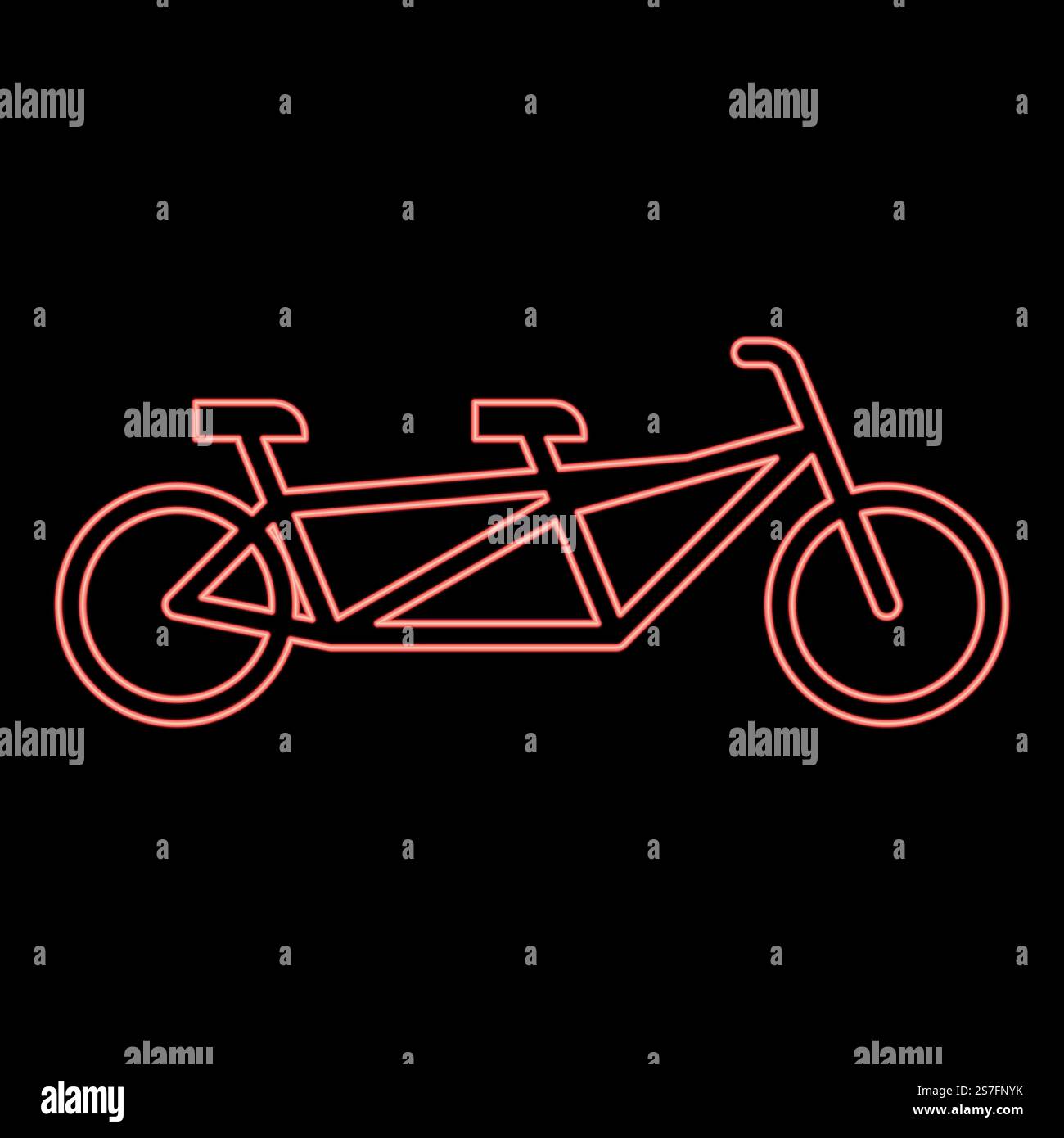 Neon tandem bicycle bike red color vector illustration image flat style ...