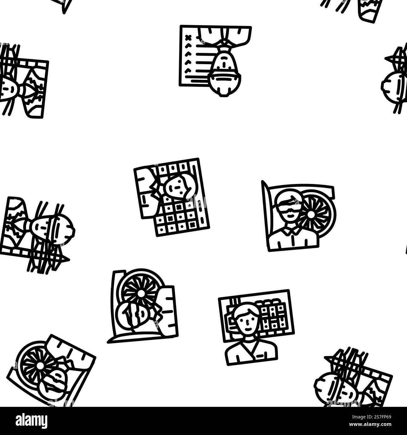 repair worker equipment job vector seamless pattern thin line ...