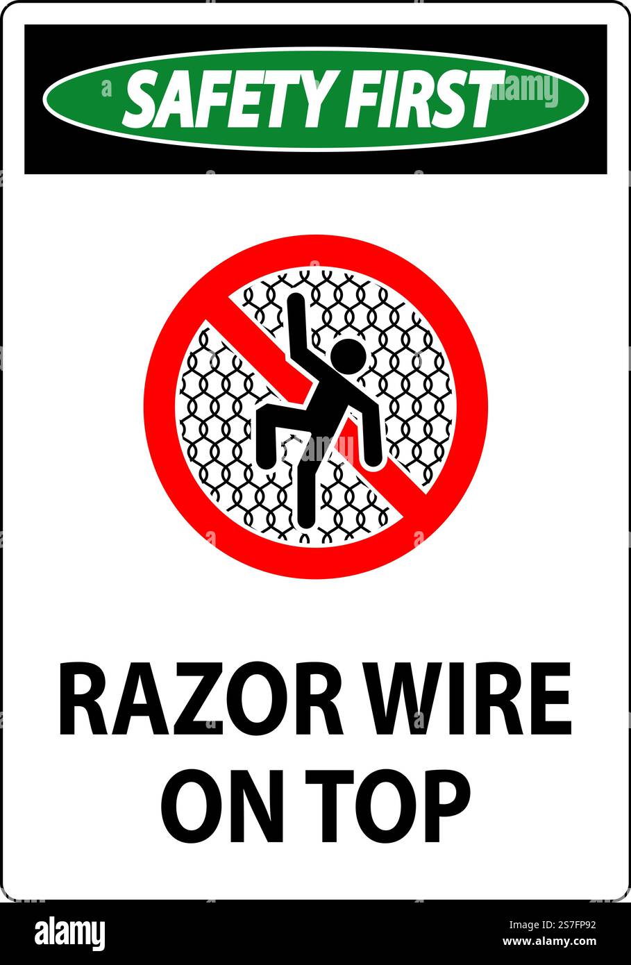 Symbol Safety First Sign Razor Wire on Top Stock Vector Image & Art - Alamy