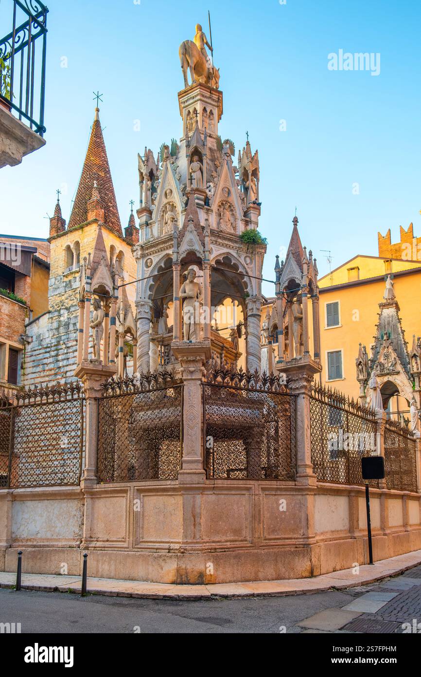 Arche Scaligere in Verona old town in Veneto, Italy. Gothic funerary ...