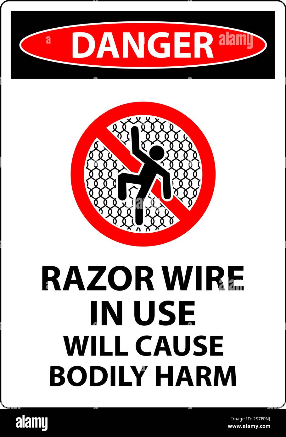 Danger Sign Razor Wire In Use Will Cause Bodily Harm Stock Vector Image ...