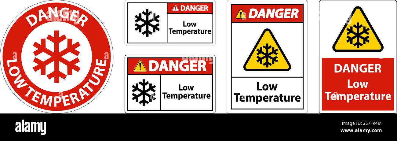 Danger Low temperature symbol and text safety sign Stock Vector Image ...