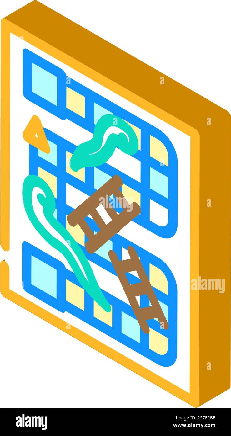 snakes and ladders game board table isometric icon vector. snakes and ...