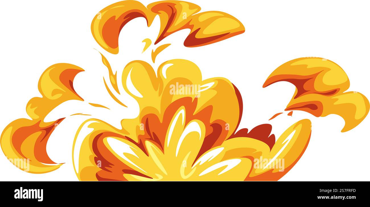 Explosive effect, isolated icon of detonation and explosion. Fire blaze ...