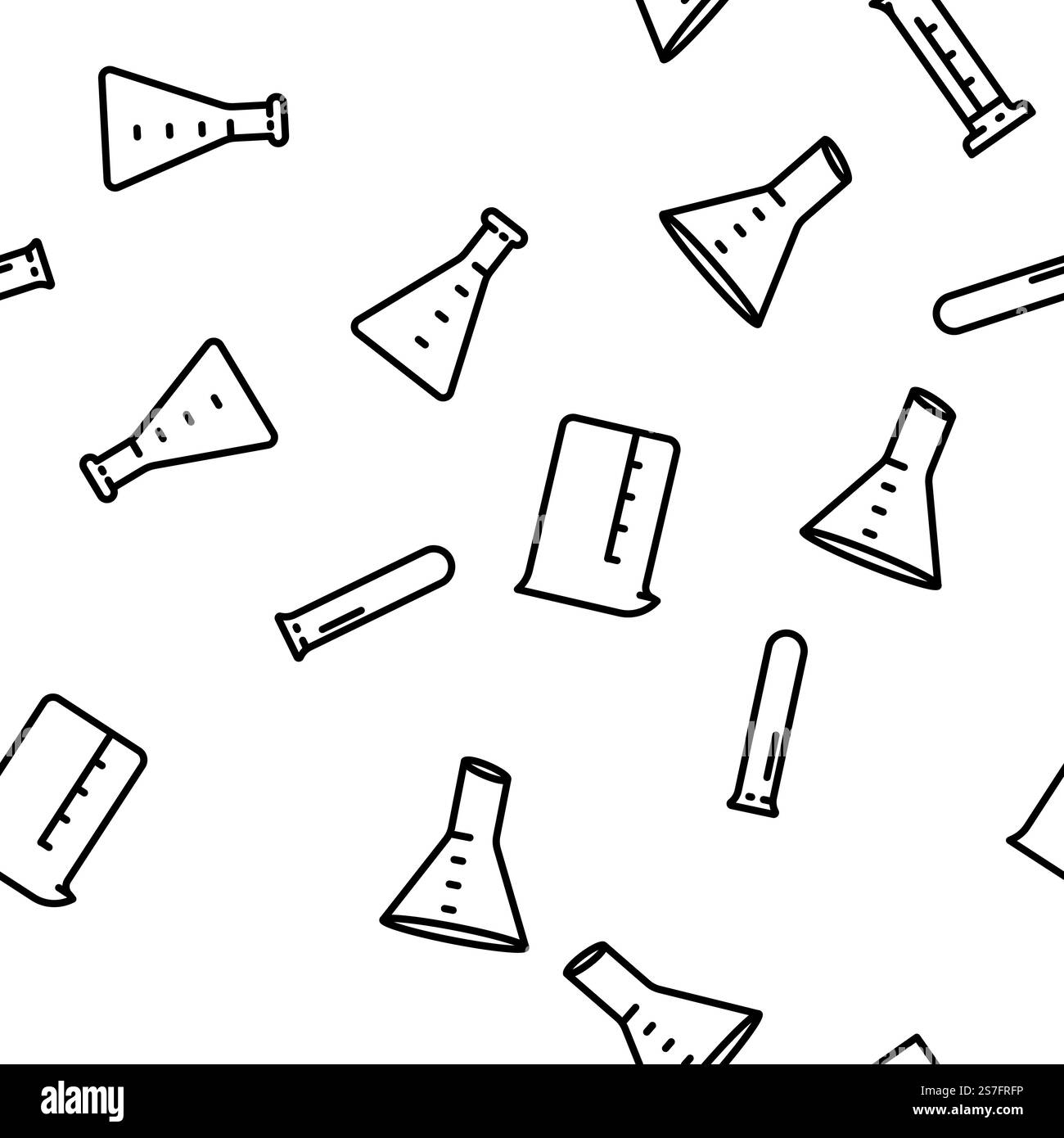 chemistry laboratory flask test vector seamless pattern thin line ...