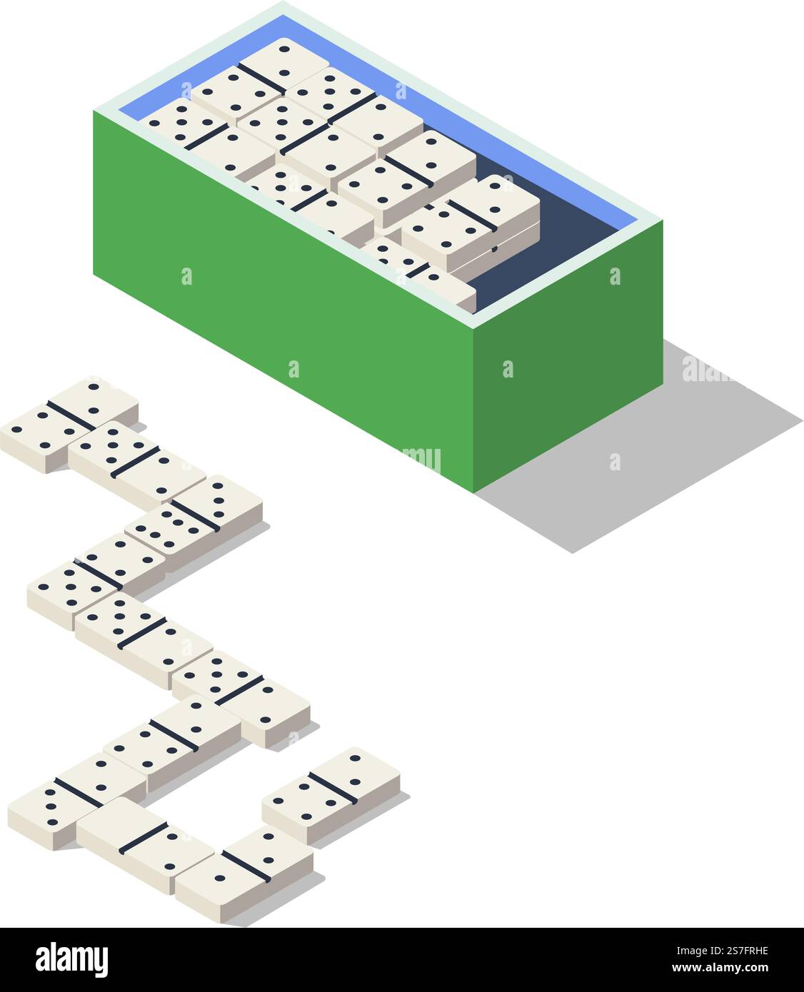 Dominoes pieces for playing board game, isolated box with domino tiles ...
