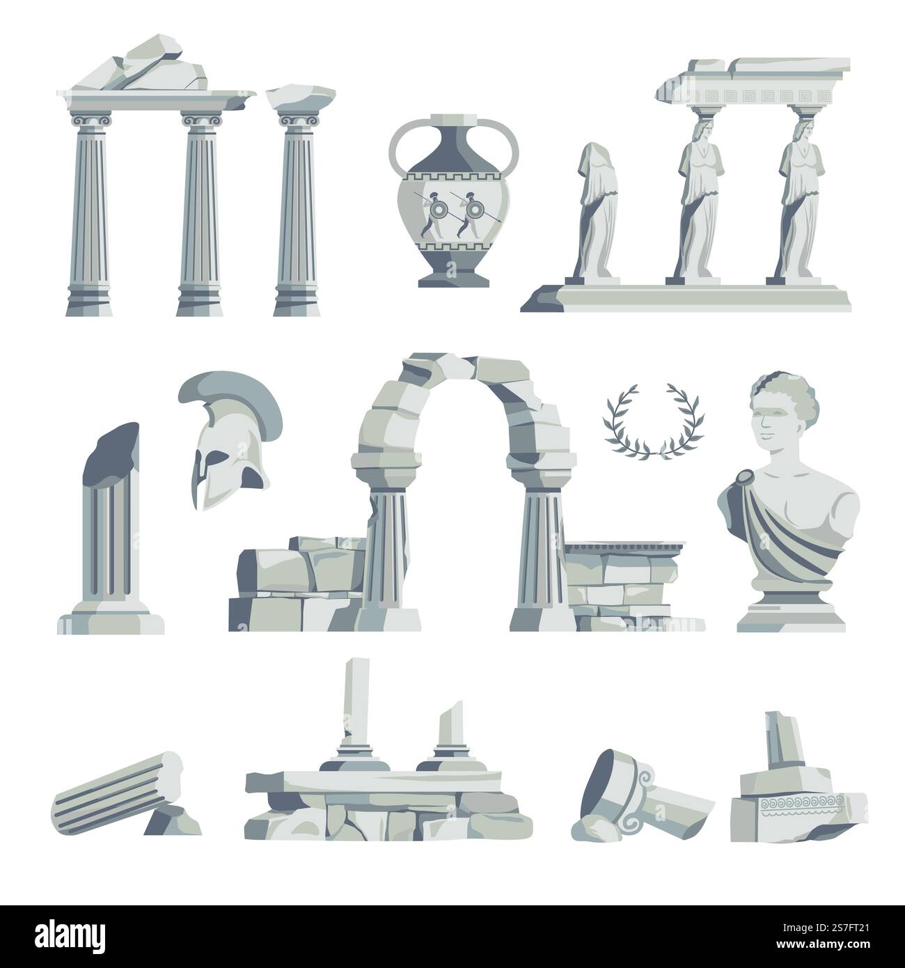 architecture elements and sculpture of Ancient Rome or Greece. Amphora ...