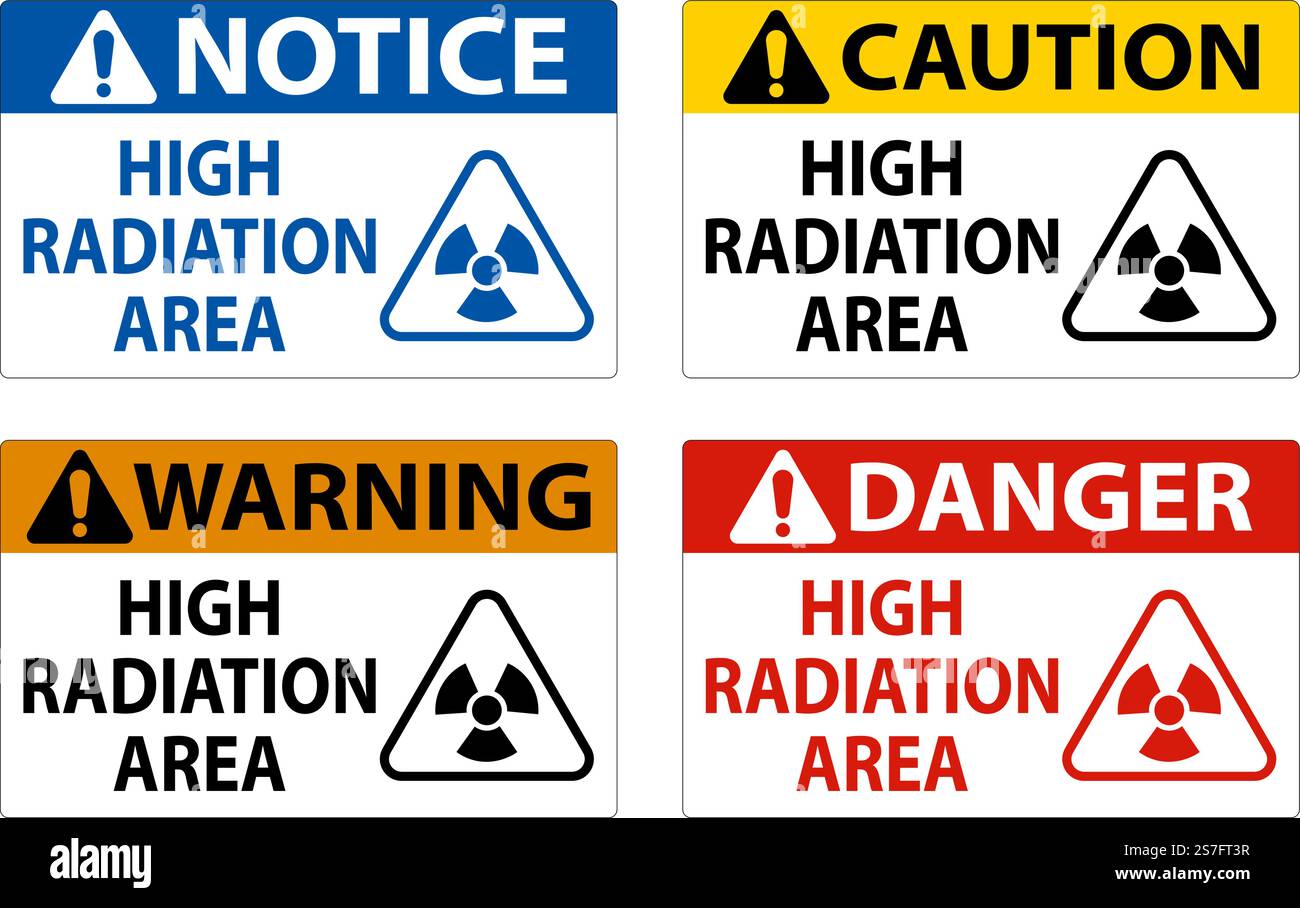 Caution High Radiation Area Sign On White Background Stock Vector Image ...
