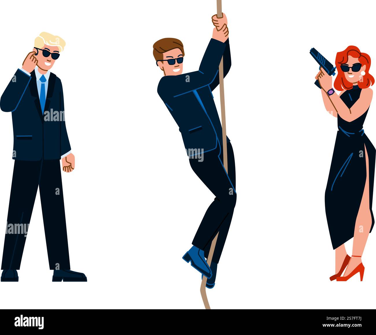 secret agent vector. spy black, detective security, man person, hat ...