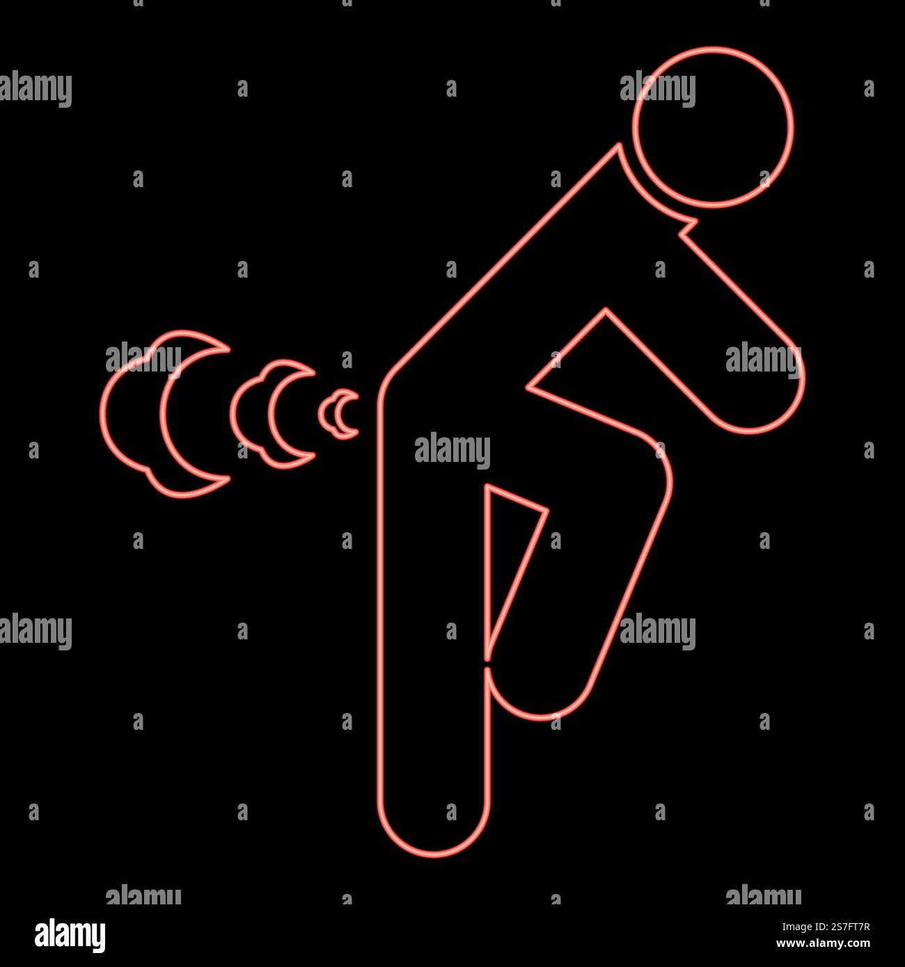 Neon man farts break wind farting bloating gas cloud stench bad smell ...