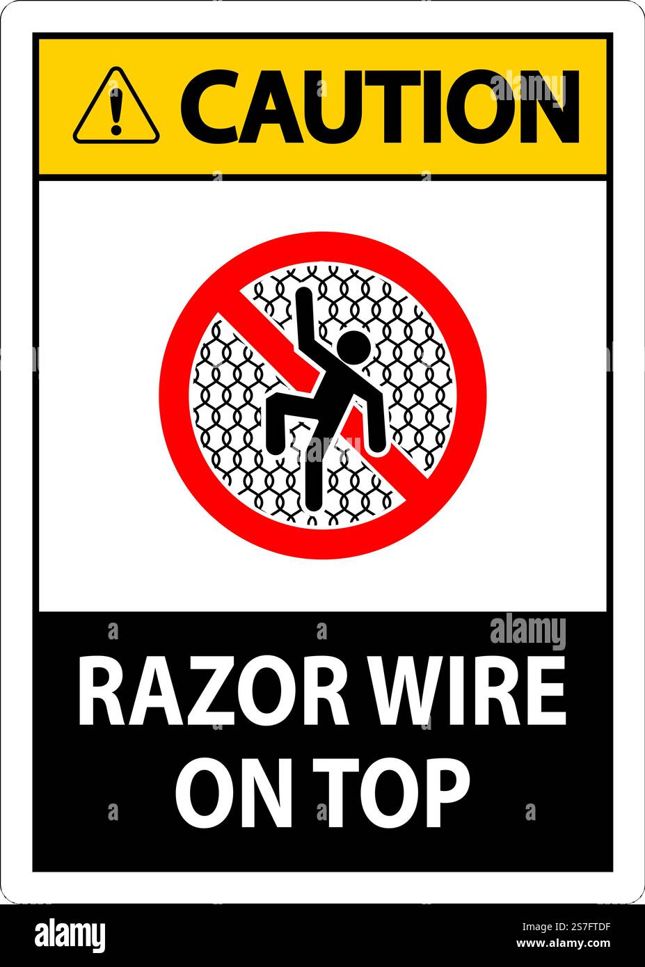 Symbol Caution Sign Razor Wire on Top Stock Vector Image & Art - Alamy