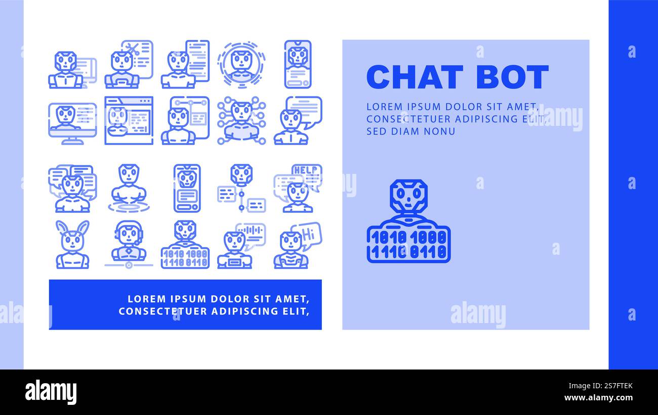 chat bot robot service landing web page header vector. ai chatbot ...