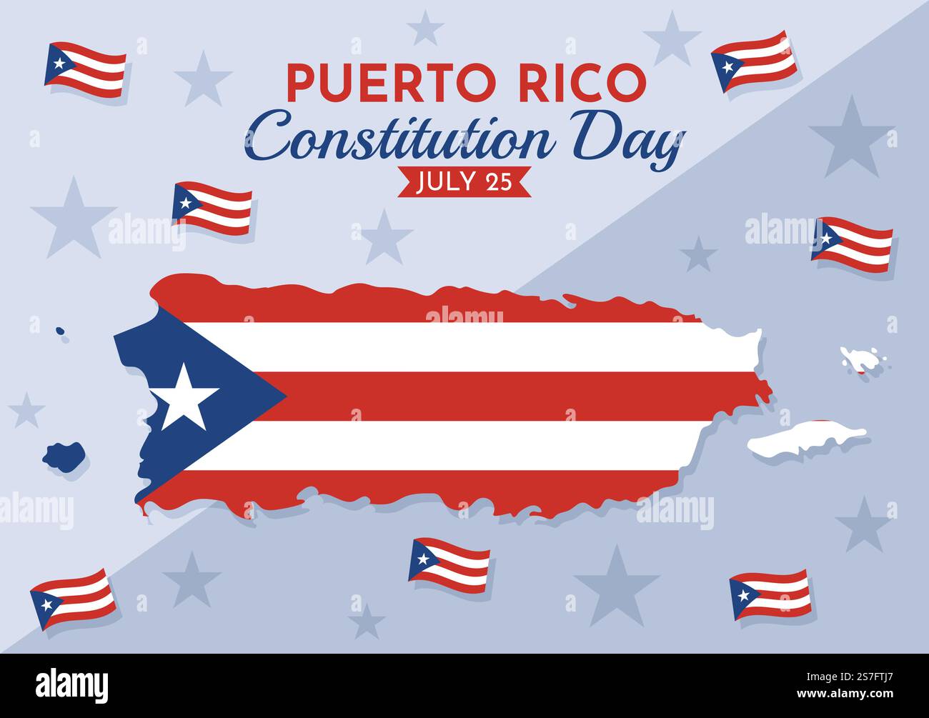Happy Puerto Rico Constitution Day Vector Illustration with Waving Flag ...