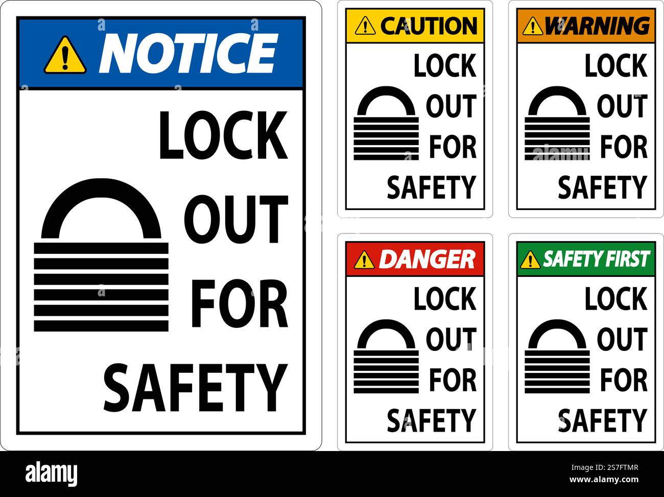 Caution Lock Out For Safety Sign On White Background Stock Vector Image ...