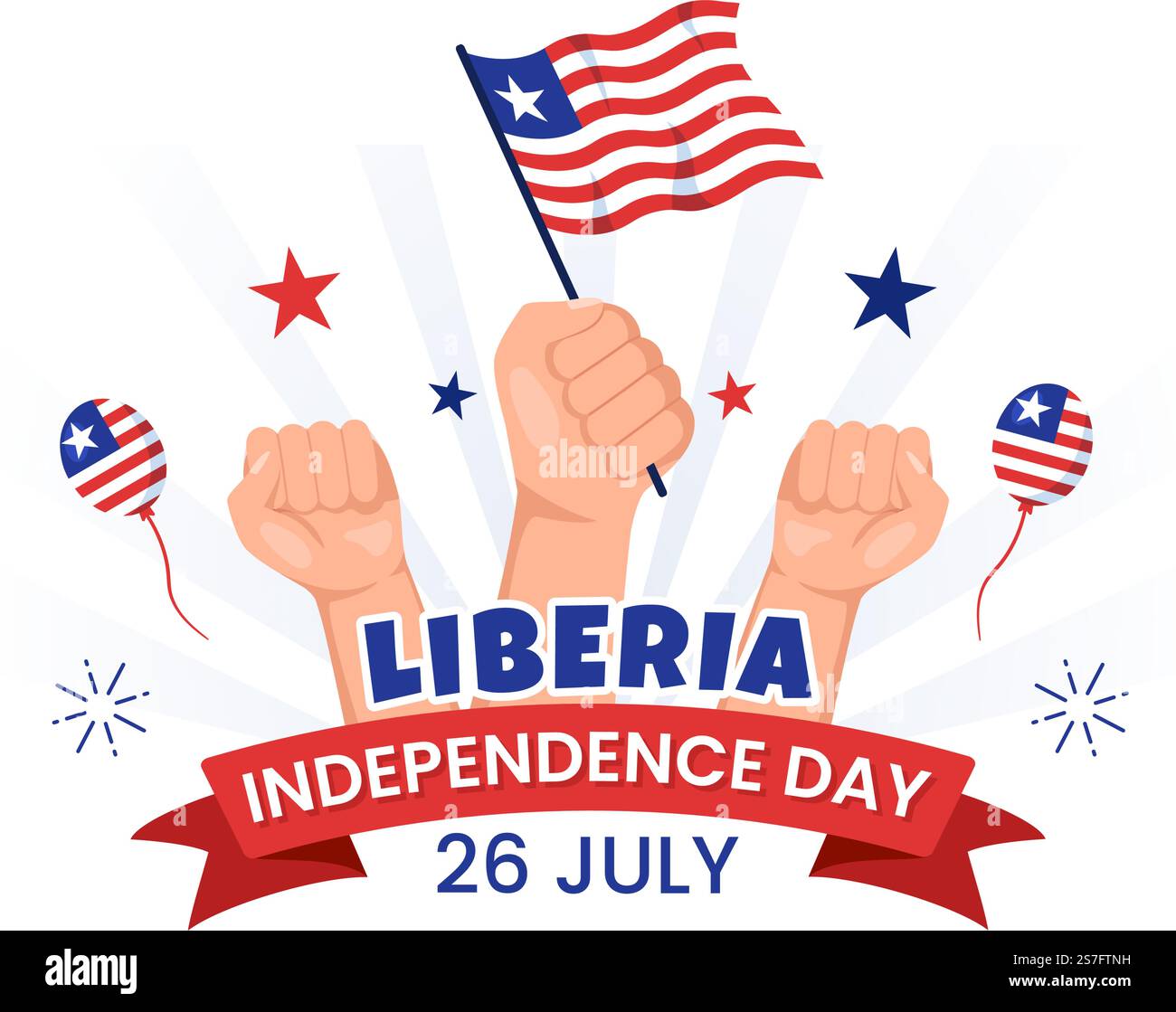 Happy Liberia Independence Day Vector Illustration with Waving flag in ...