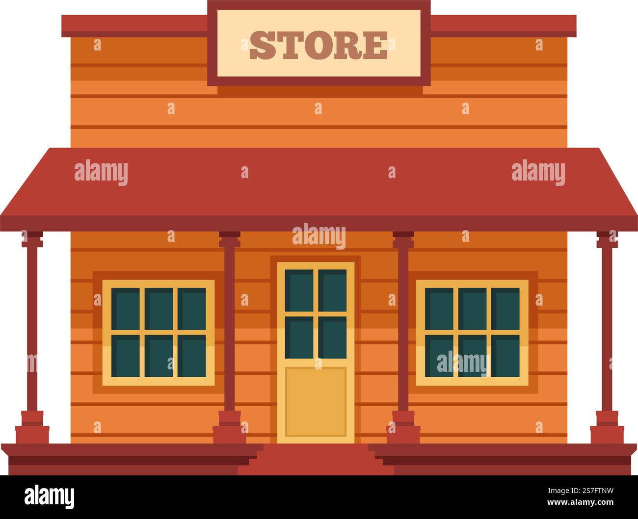 Store building designed in wild west manner. Isolated American ...