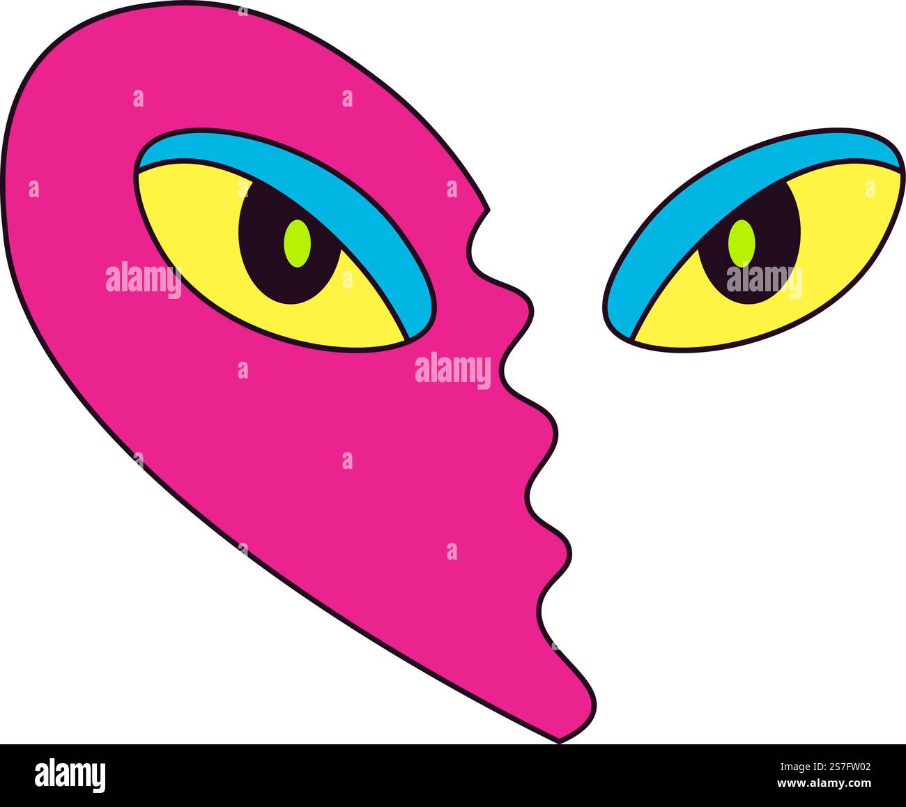 Heart doodle abstract character, isolated drawing personage with eyes and facial expression ...