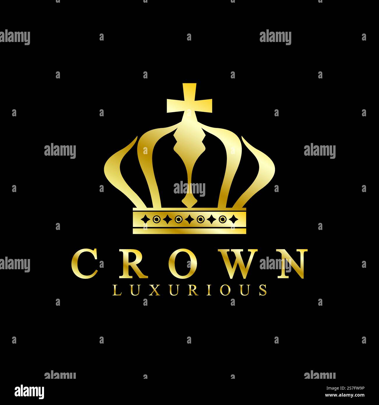 Gold crown icons. Queen king golden crowns luxury Logo Design Vector on ...