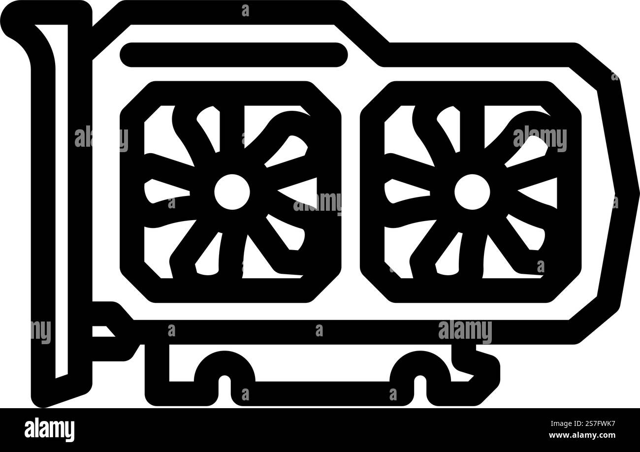 graphics card gaming pc line icon vector. graphics card gaming pc sign ...