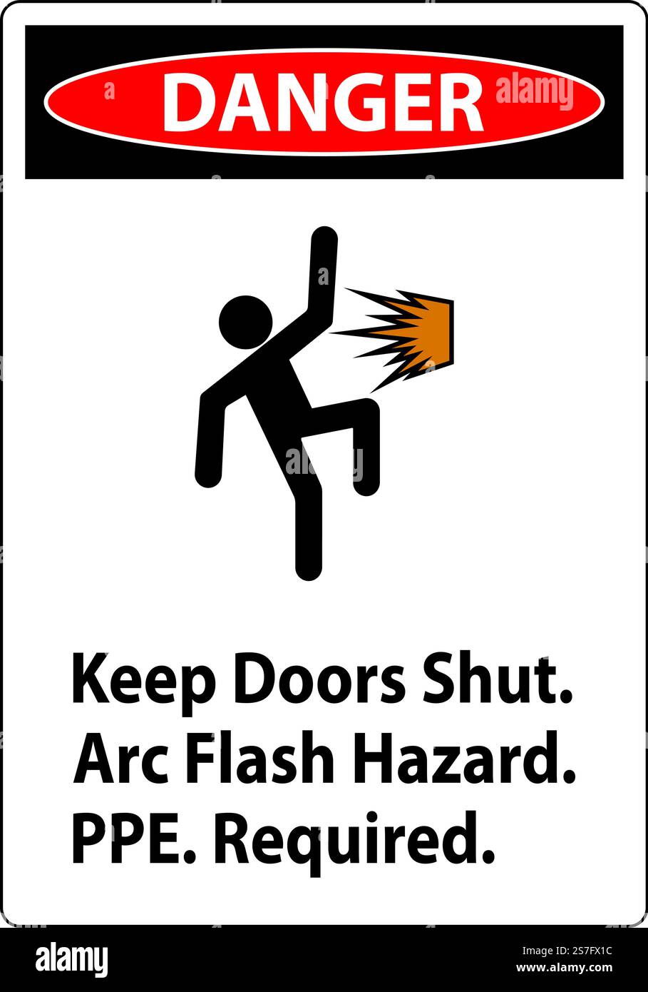 Danger Sign Keep Doors Shut Arc Flash Hazard PPE Required Stock Vector ...