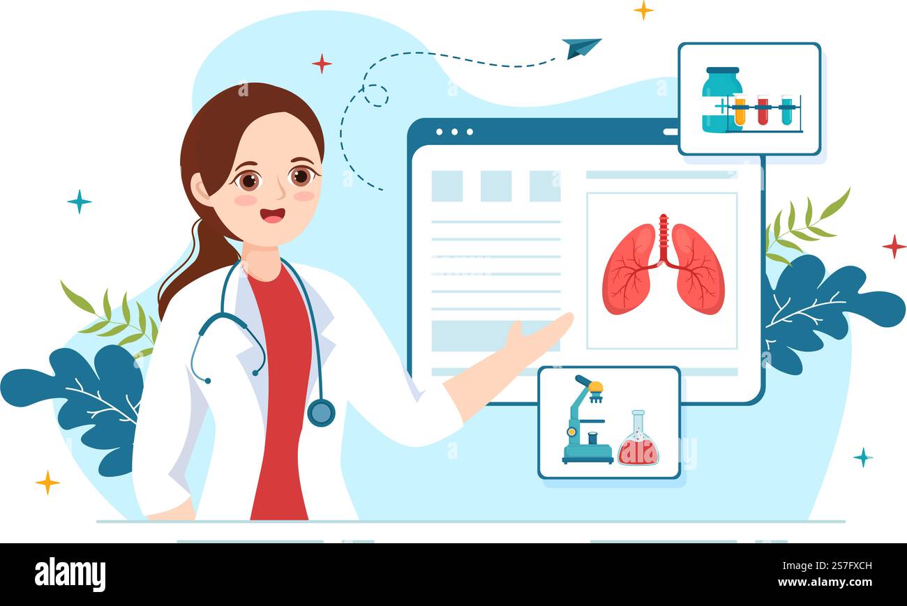 Pulmonologist Vector Illustration with Doctor Pulmonology, Lungs ...