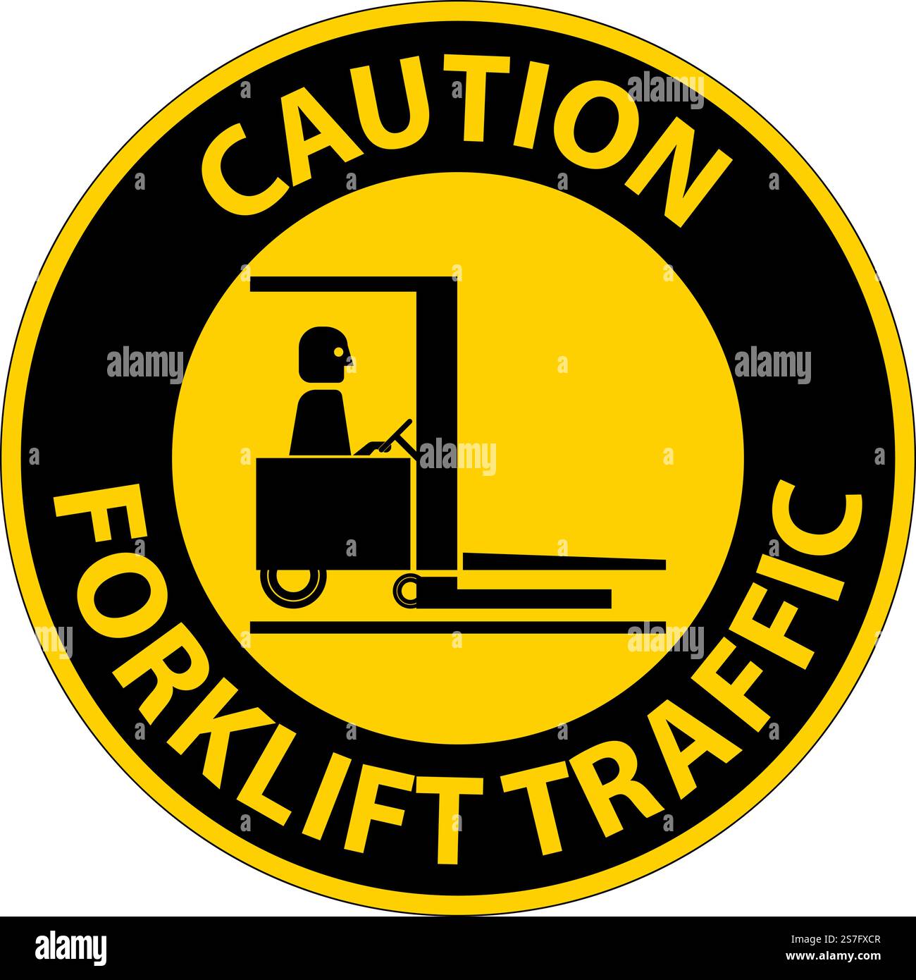 Caution Forklift traffic Floor Sign On White Background Stock Vector ...