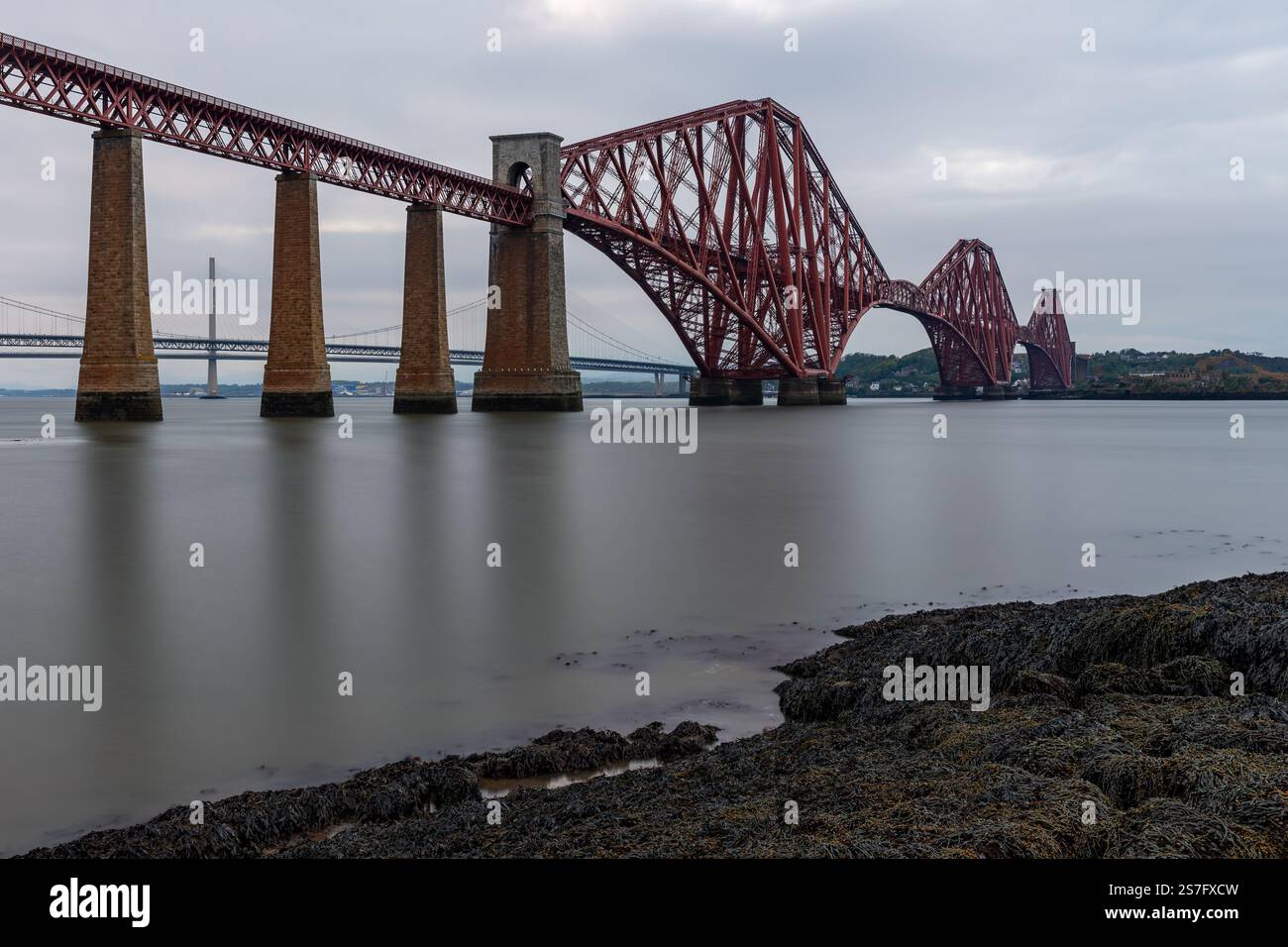 Firth of Fourth bridges (Forth bridges and Queensferry crossing bridge), Scotland Stock Photo ...