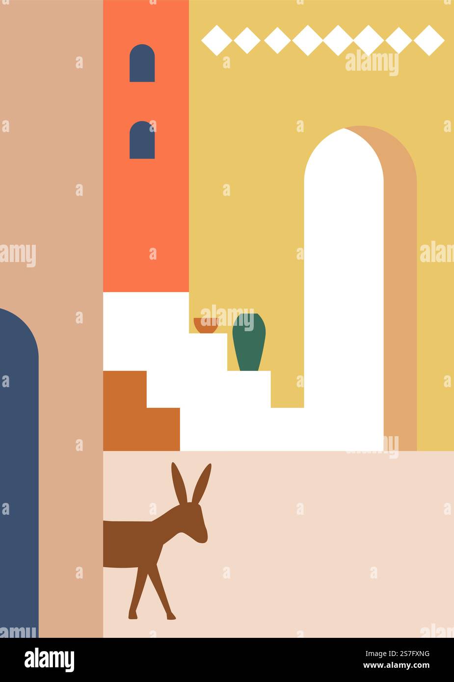 Cityscape of old city with ancient houses and buildings with stairs ...