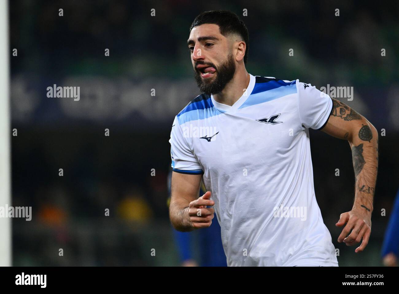 Verona, Italy. 19th Jan, 2025. Samuel Gigot of S.S. Lazio celebrates ...