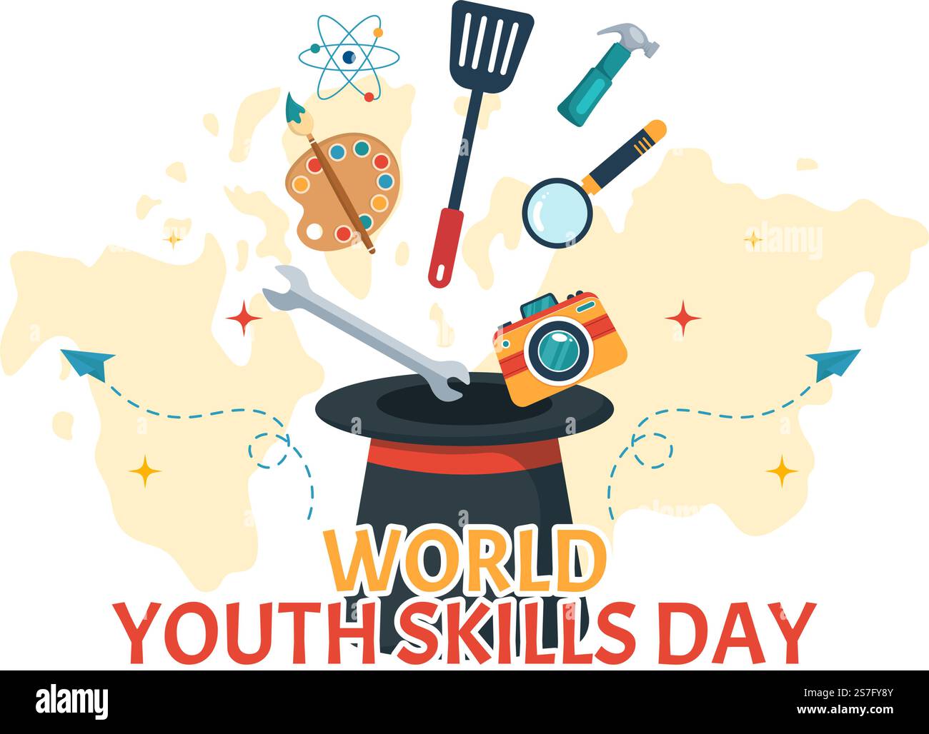 World Youth Skills Day Vector Illustration of People with Skill for ...