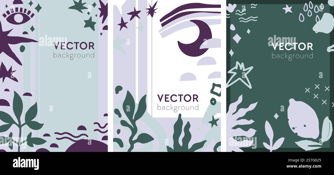 Typography cover page background with flora and foliage, abstract ...