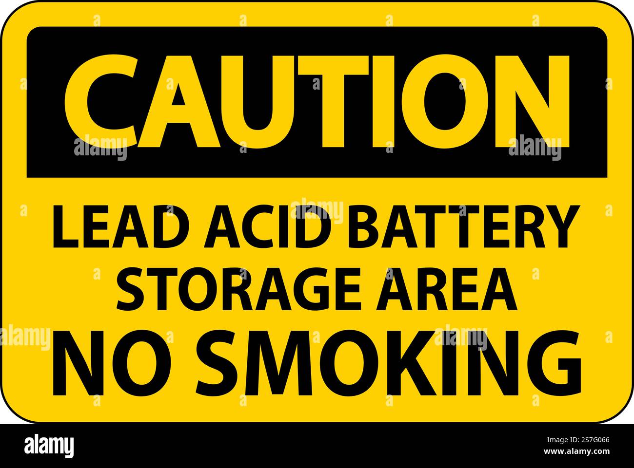 Caution Sign Lead Acid Battery Storage Area, No Smoking Stock Vector ...