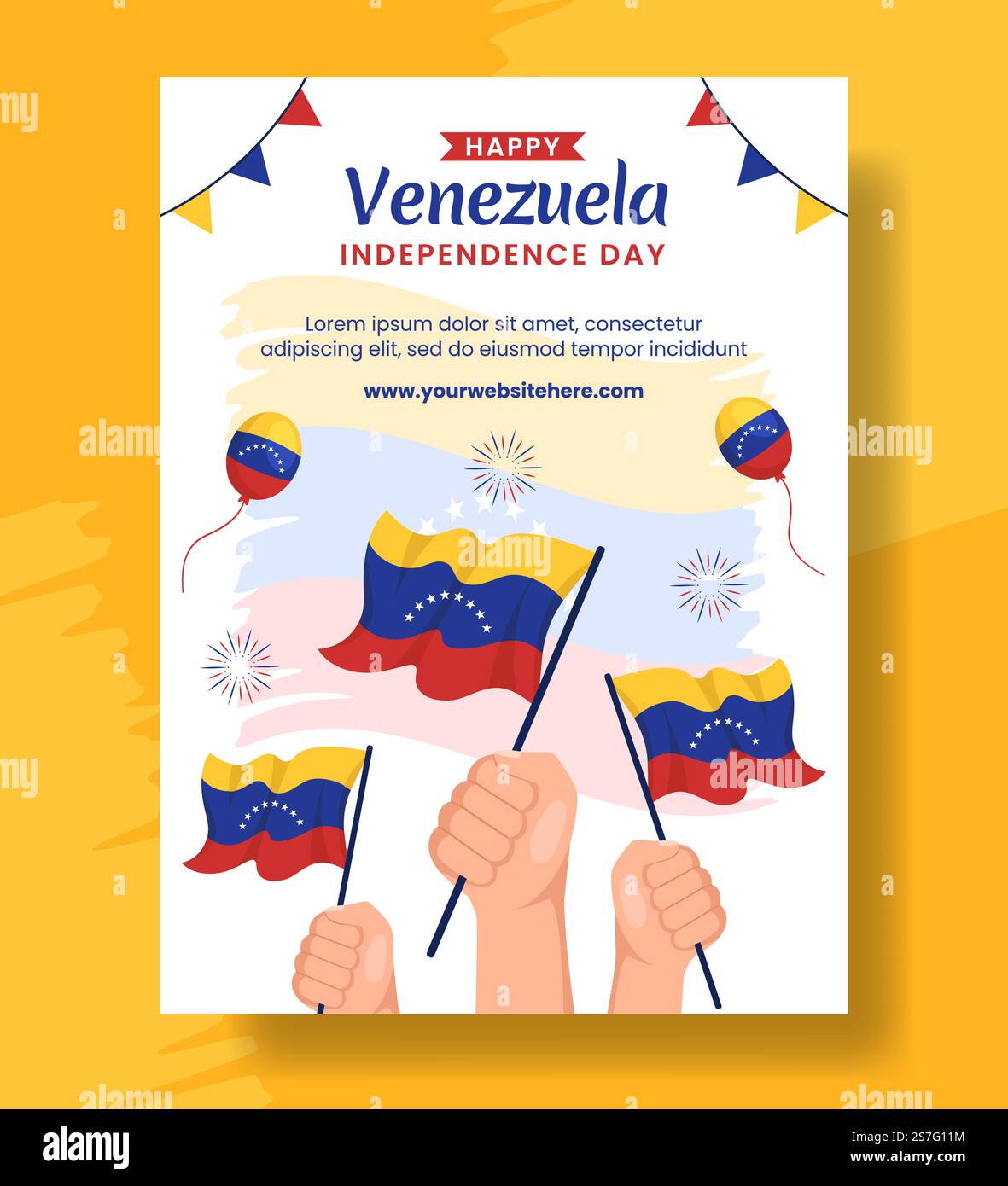 Happy Venezuela Independence Day Vertical Poster Flat Cartoon Hand ...