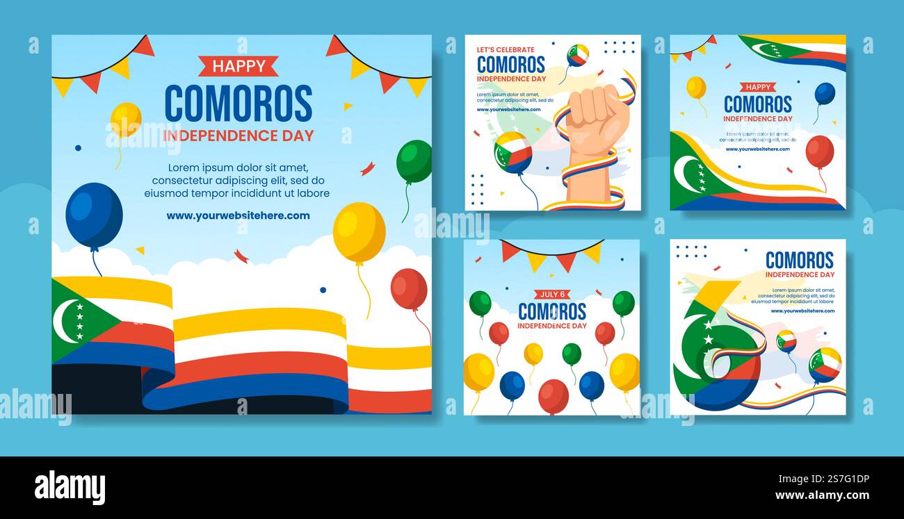 Happy Comoros Independence Day Social Media Post Illustration Flat ...