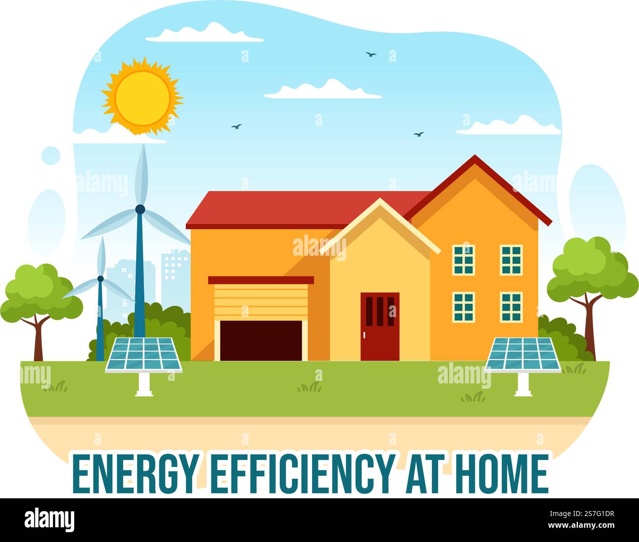 Energy Efficient at Home Vector Illustration of Smart House Technology ...