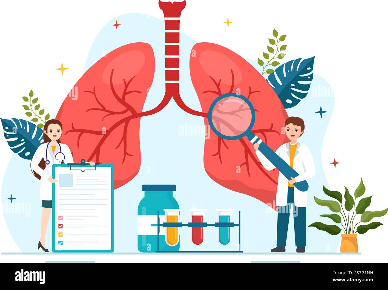 Pulmonologist Vector Illustration with Doctor Pulmonology, Lungs ...