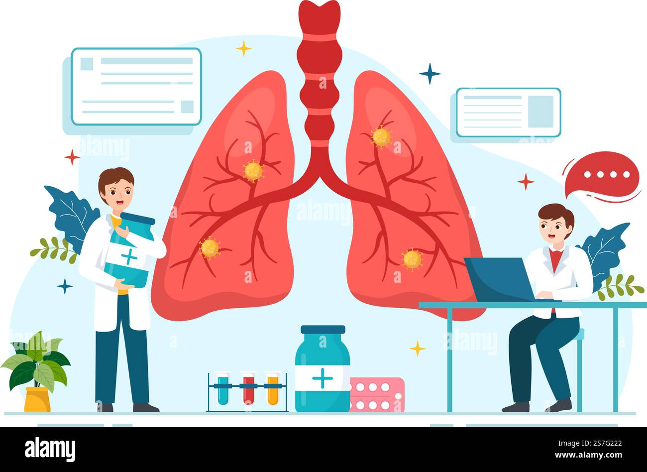 Pulmonologist Vector Illustration with Doctor Pulmonology, Lungs ...
