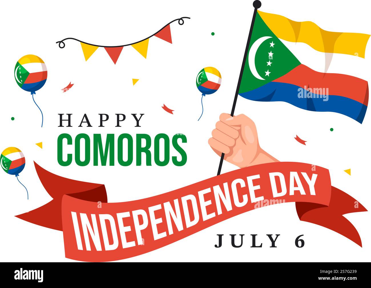 Happy Comoros Independence Day Vector Illustration with Comorian Waving ...