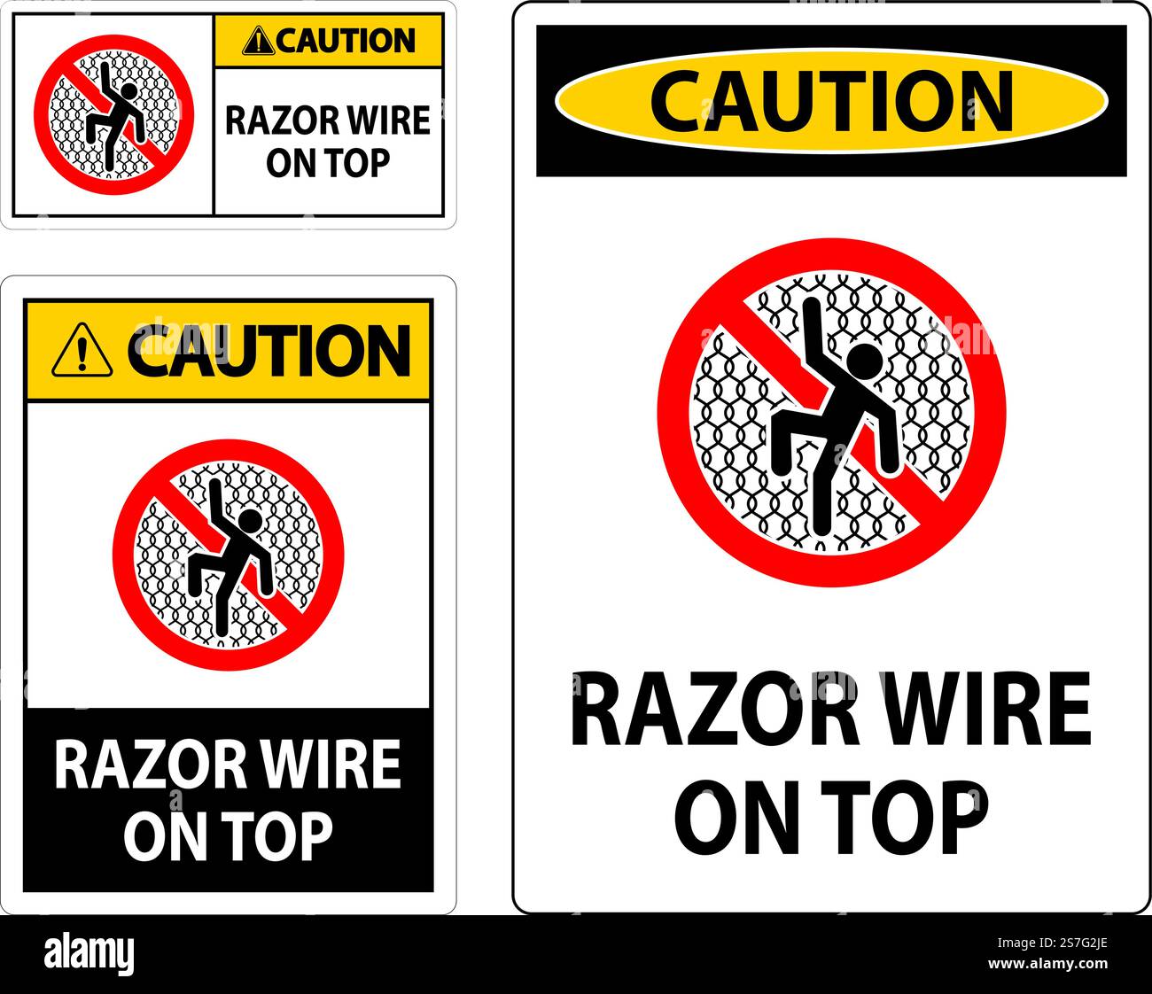 Symbol Caution Sign Razor Wire on Top Stock Vector Image & Art - Alamy