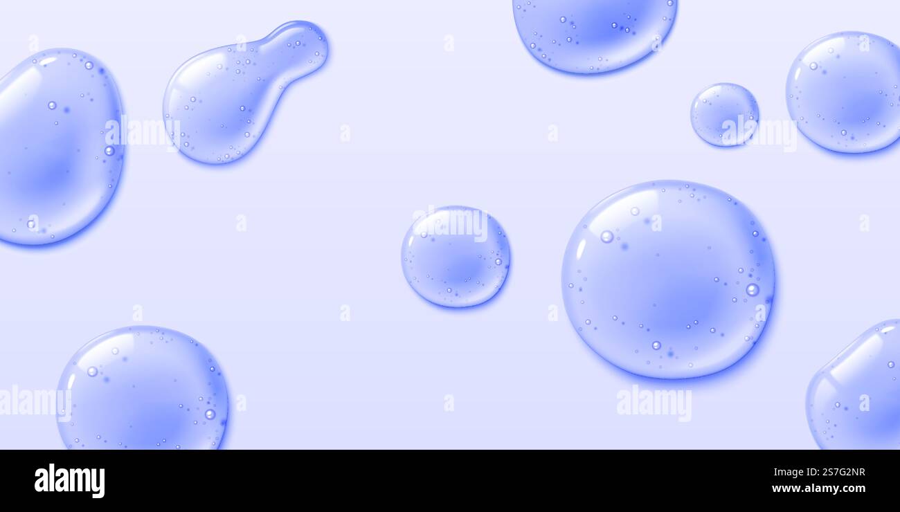 Jelly drops on blue background. Vector realistic illustration of ...