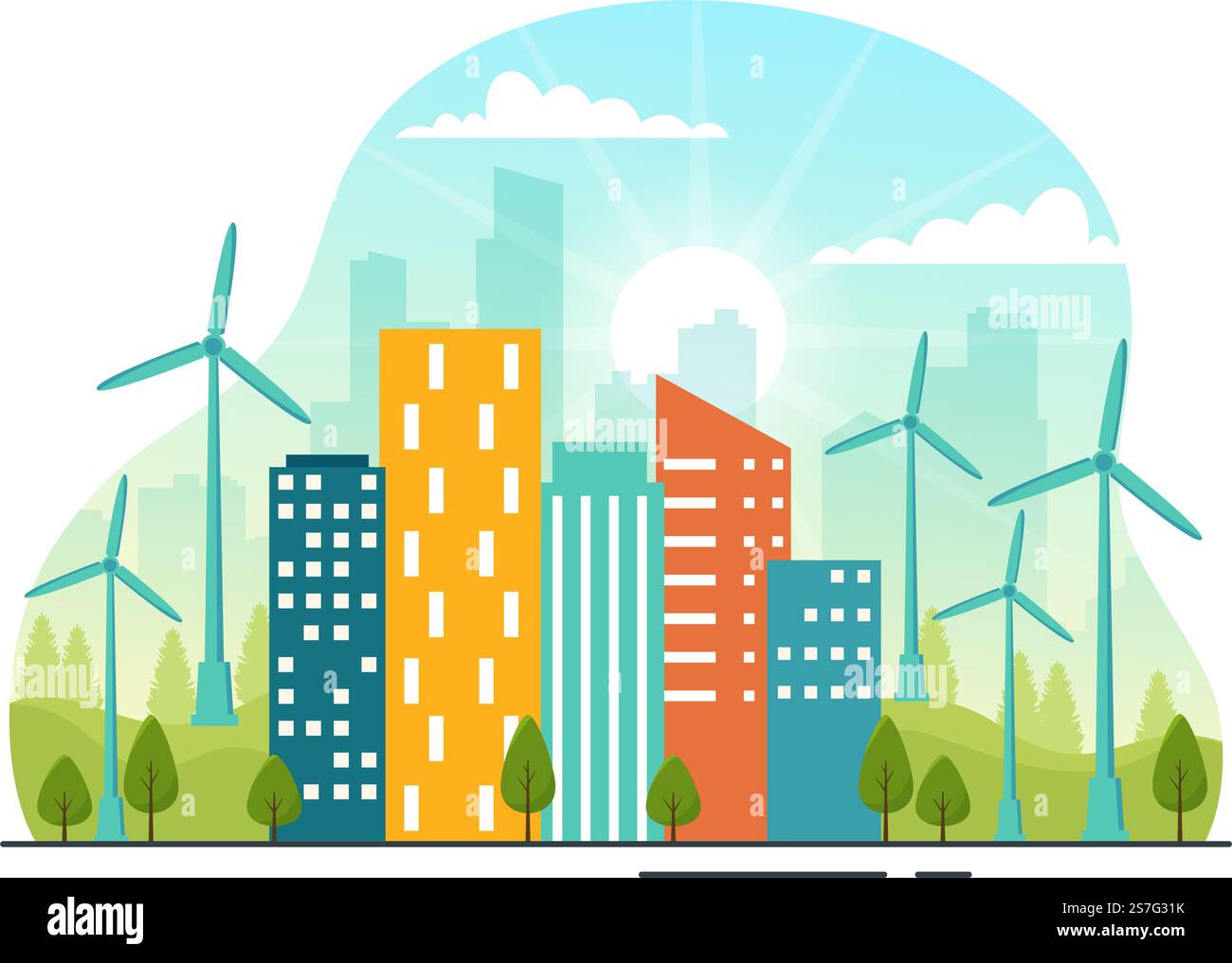 Energy Efficiency in the City Vector Illustration with Sustainable ...