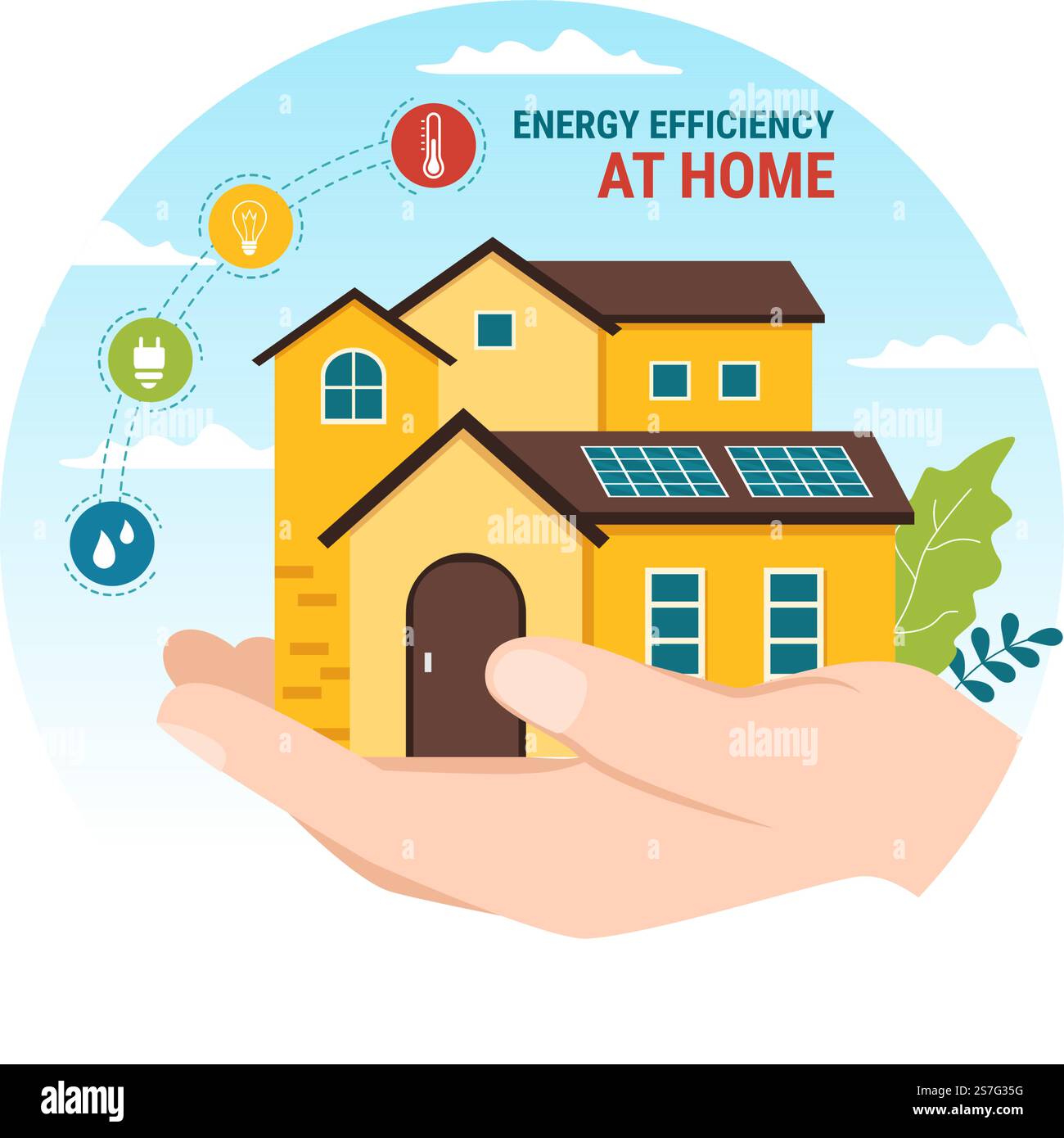 Energy Efficient at Home Vector Illustration of Smart House Technology ...