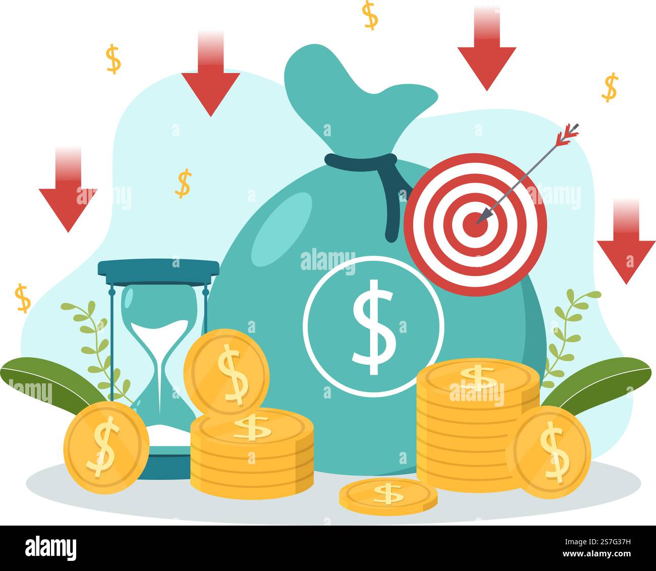 Cost Reduction Vector Illustration with Decrease, Price Minimising or Falling Rate of Profit in ...