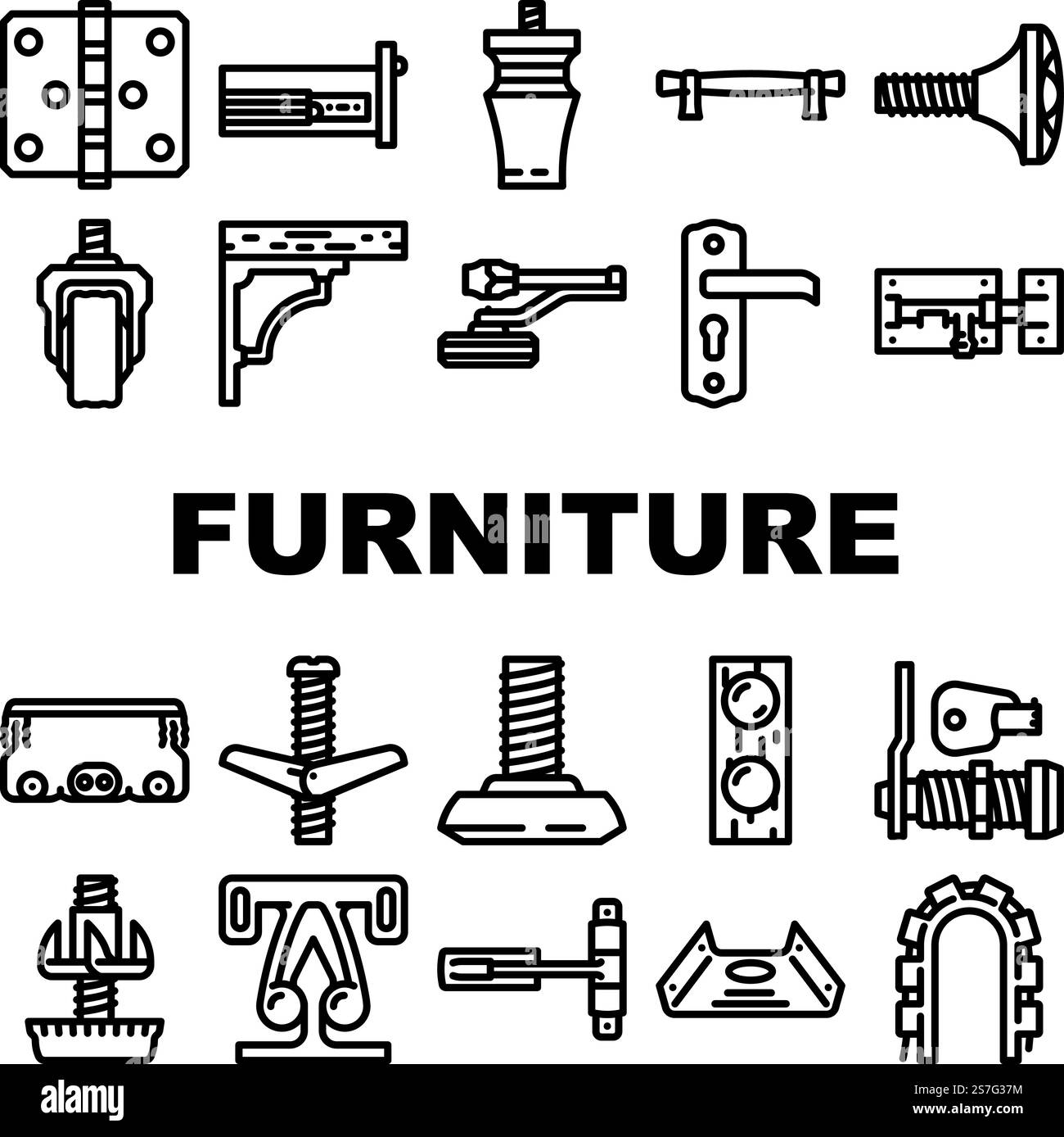 furniture fitting construction icons set vector. home house, repair ...